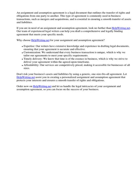 Assignment And Assumption Agreement Pdf Assignment Law Lease