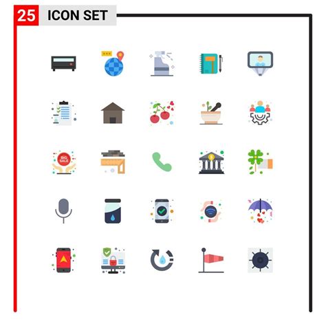 Pictogram Set Of Simple Flat Colors Of Sketch Pad Cleaning Notepad Business Editable Vector