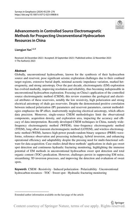 Pdf Advancements In Controlled Source Electromagnetic Methods For