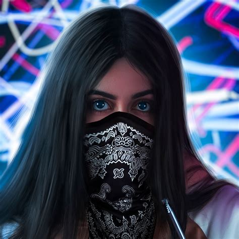 2048x2048 Girl Mask Hoodie Long Hairs 5k Ipad Air Hd 4k Wallpapers