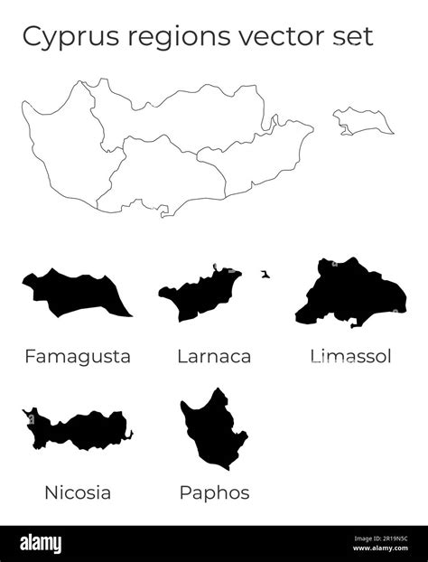 Mappa Di Cipro Con Forme Di Regioni Mappa Vettoriale Vuota Del Paese