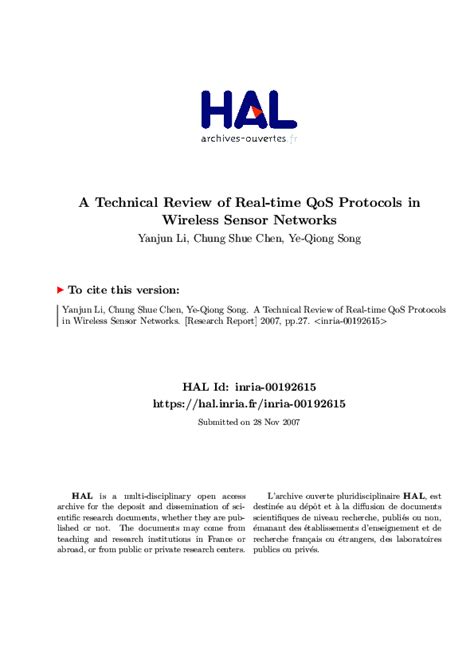 Pdf A Technical Review Of Real Time Qos Protocols In Wireless Sensor