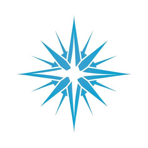 Blue Geometric Compass Star Design Symbolizing Navigation And Direction