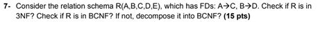 solved 7 ﻿consider the relation schema r a b c d e ﻿which