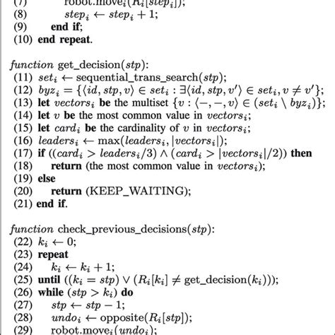Algorithm A L Pseudocode For A Leader Robot R I Download