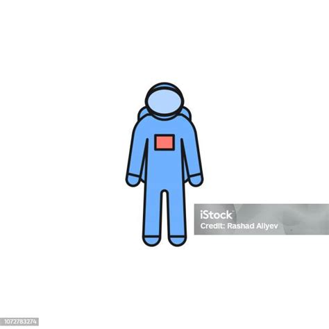우주인 의상 아이콘입니다 공간 개요 색상 아이콘의 요소입니다 웹사이트 디자인 및 개발 응용 프로그램 개발에 대 한 얇은 라인 아이콘 프리미엄 아이콘 0명에 대한 스톡 벡터