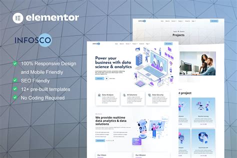 download infosco data science and analytic service elementor template kit