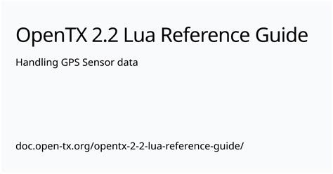 handling gps sensor data opentx 2 2 lua reference guide