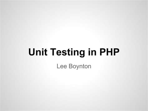 Unit Testing In Php Pdf