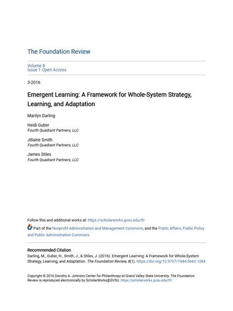 Emergent Learning A Framework For Whole System Strategy Learning And
