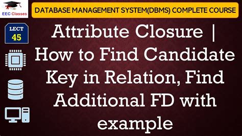 L45 Attribute Closure How To Find Candidate Key In Relation Find
