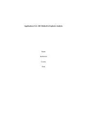 Application Of GC Docx Application Of GC MS Method In Explosive Analysis Name Institution