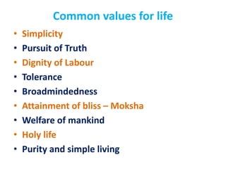 Ancient Indian Values PPTX Hinduism Religion Spirituality