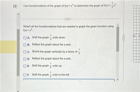 solved use transformations of the graph of f x x3 ﻿to