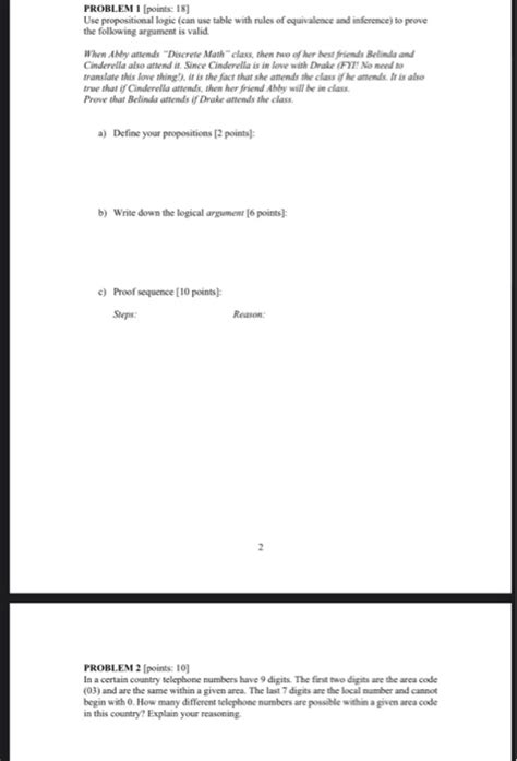 Problem 1 Points18 Use Propositional Logic Can Use