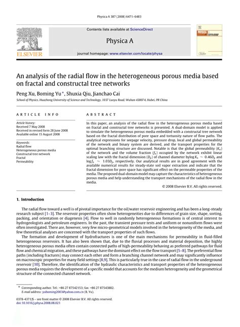 Pdf An Analysis Of The Radial Flow In The Heterogeneous Porous Media