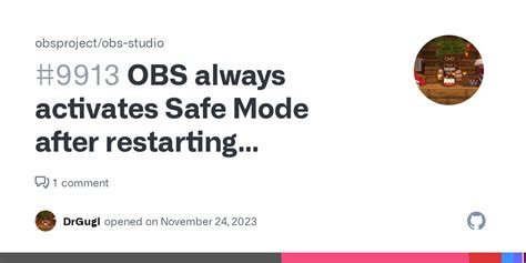 OBS Always Activates Safe Mode After Restarting Windows Issue Obsproject Obs Studio