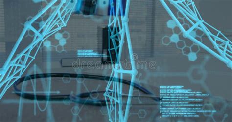 In School Animation Of Futuristic Digital Interface With Blue Geometric Patterns Stock Footage