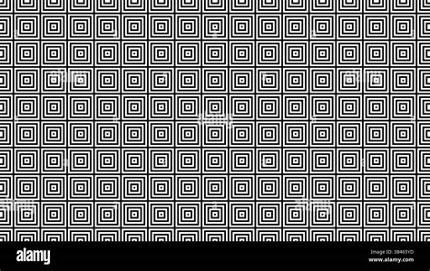 seamless black and white geometric pattern with nested squares creating