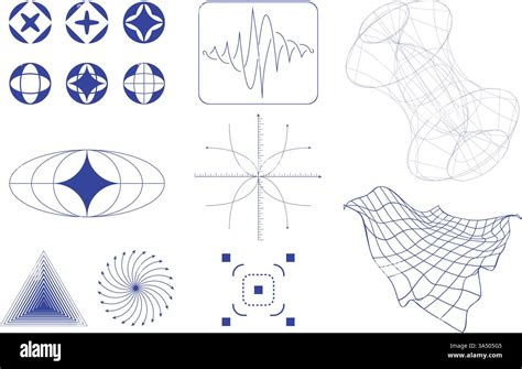 Set Of Various Mathematical And Geometric Diagrams Including Abstract