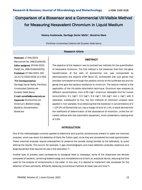 Pp Comparison Of A Biosensor And A Commercial Uvvisible Method For