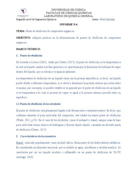 Punto De Ebullicióni4 Pdf Etanol Líquidos