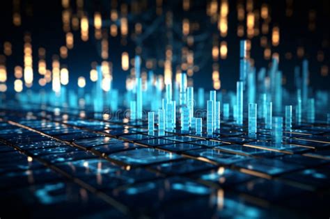 Binary Code And Advanced AI In Motion On Serene Blue Stock Illustration