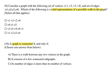 Solved Consider A Graph With The Following Set Of Chegg