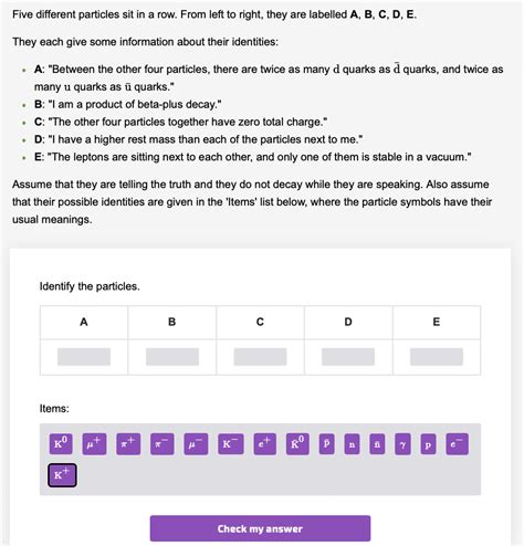 Solved Isaac Physics A Particle Puzzlefive Different