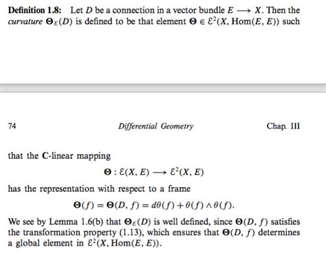 Differential Geometry Curvature Of Vector Bundle Mathematics Stack