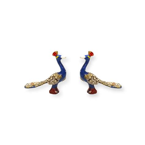 Peacock With Stone Pair 25″ Metal Hare Krishna Das
