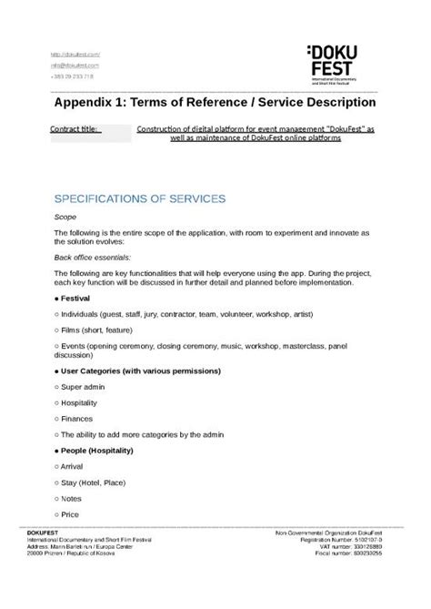 Service Invoice Template Word 28908 Appendix 1 Terms Of References