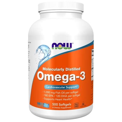 Омега 3, Omega 3. 500 капсул, Now Foods Нов Фудс Рыбий Жир | C ...