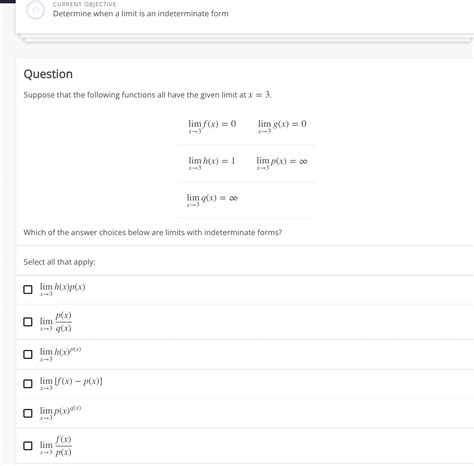 Solved Current Objective Determine When A Limit Is An