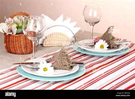 Rustic Table Setting Stock Photo Alamy