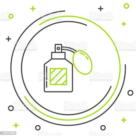 흰색 배경에 격리 된 검정색 및 녹색 선 애프터 면도 아이콘 쾰른 스프레이 아이콘 남성 향수 병 다채로운 개요 개념 벡터