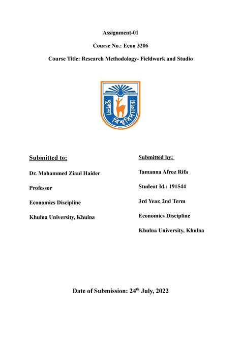 Econ 3206 191544 Assignment Assignment Course No Econ 3206 Course Title Research Studocu