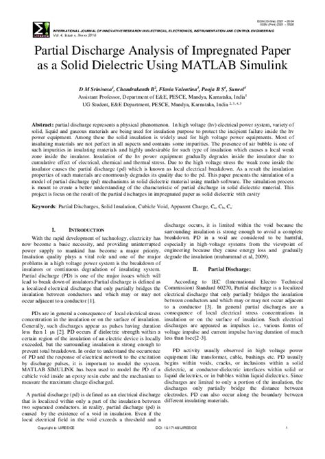 Doc Partial Discharge Analysis Of Impregnated Paper As A Solid