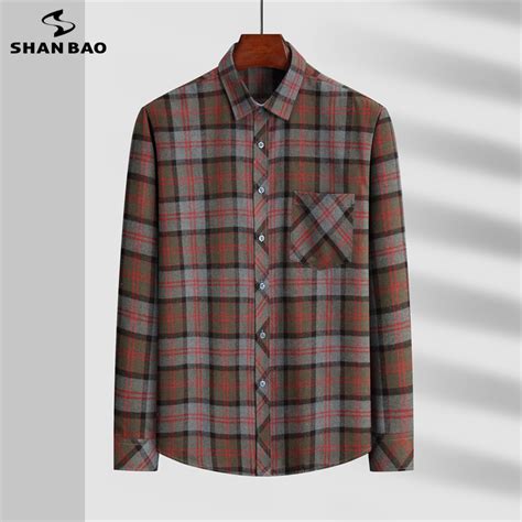 신제품 클래식 격자 무늬 셔츠 남성용 느슨한 기모 긴 소매 셔츠 레드 6xl 7xl 8xl 9xl 10xl 플러스 사이즈 가을