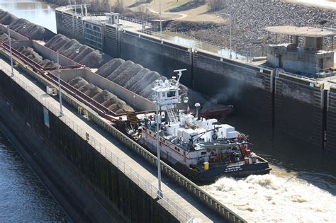 Barge Entering Lock And Dam Boat Free Photo On Pixabay