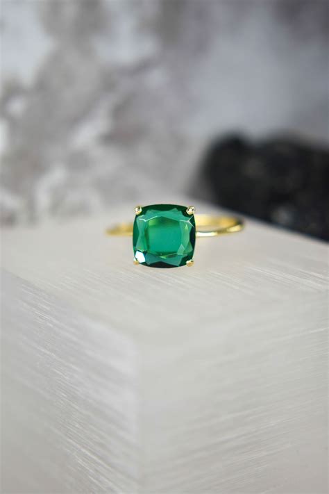 Lab Emerald Ring Lab Square Emerald Ring Emerald Ring For Etsy