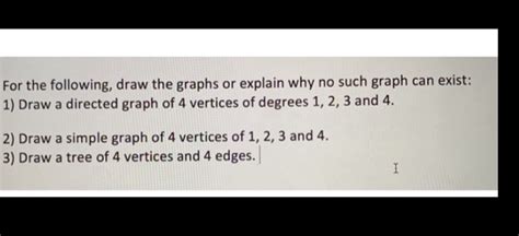 Solved For The Following Draw The Graphs Or Explain Why No Chegg