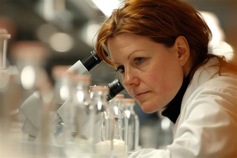 Premium Photo Scientist In Lab Coat Conducting Precise Research With