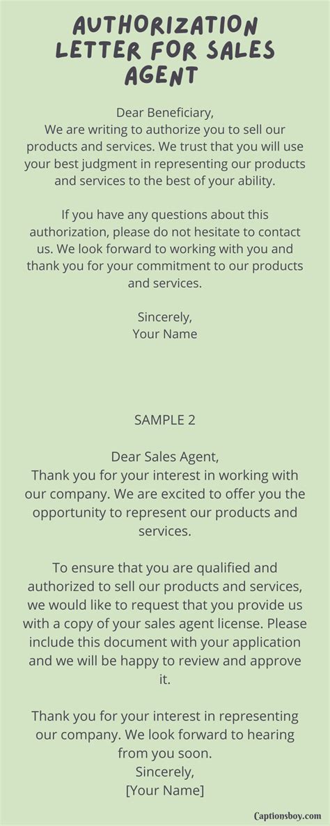 Authorization Letter For Sales Agent 10 Samples