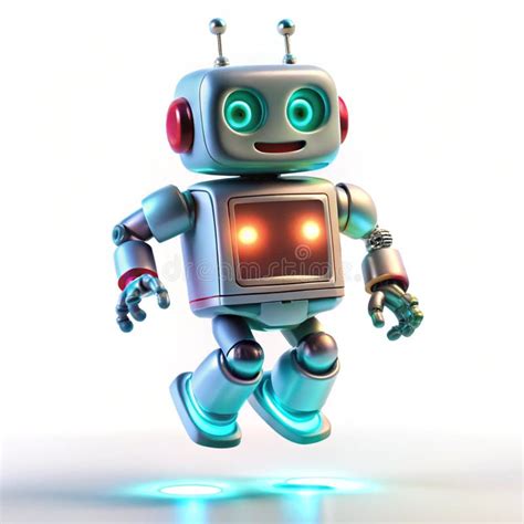 Floating Glowing Toy Robot With Animated Movements Stock Illustration Illustration Of