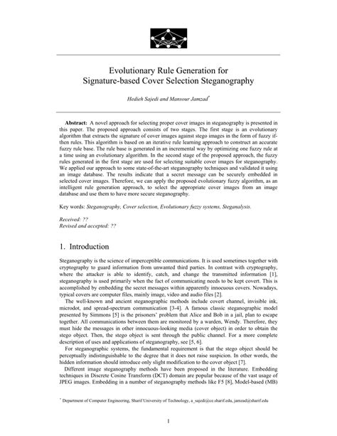 Pdf Evolutionary Rule Generation For Signature Based Cover Selection Steganography