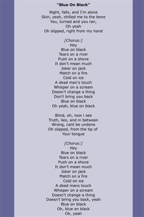 Kenny Wayne Shepherd Blue On Black Lyrics And Chords Favorite Lyrics