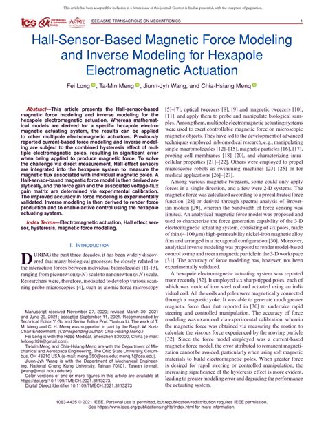 Pdf Hall Sensor Based Magnetic Force Modeling And Inverse Modeling