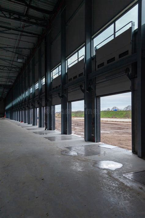 Vertical Shot Of Loading Docks At A Warehouse Stock Image Image Of Container Technology