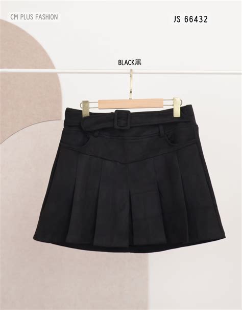 Js 66432 时尚气质绒布拼接百褶裤裙 现货实拍） Cm Plus Fashion